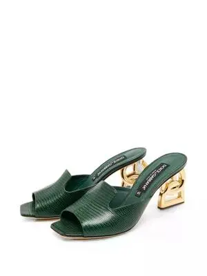 Dolce & Gabbana Keira Lizard-embossed Leather Heeled Sandals