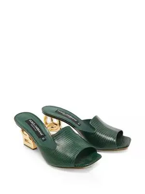 Dolce & Gabbana Keira Lizard-embossed Leather Heeled Sandals