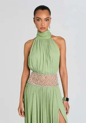 Retrofete Kreeli Embellished Halterneck Gown