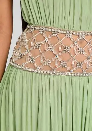 Retrofete Kreeli Embellished Halterneck Gown - Matcha