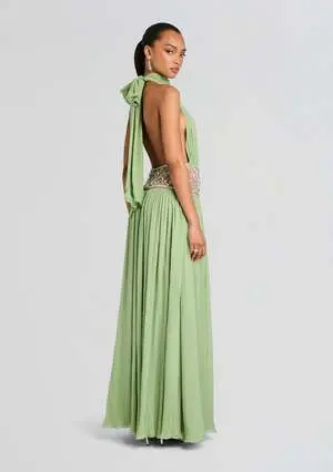 Retrofete Kreeli Embellished Halterneck Gown - Matcha