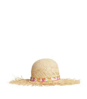 Emilio Pucci Raffia Sun Hat With Printed Brim - Beige