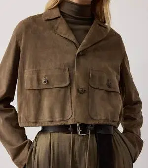 Ralph Lauren Suede Cropped Utility Jacket