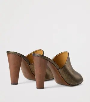 Ralph Lauren Metallic Lambskin Heeled Mules 95