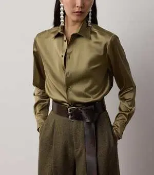Ralph Lauren Adrien Satin Shirt - Grey