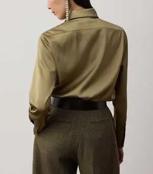 Ralph Lauren Adrien Satin Shirt - Grey