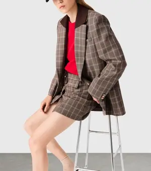Maje Wool-cotton Check Blazer