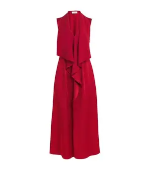 RETORI Sleeveless Draped Satin Midi Dress