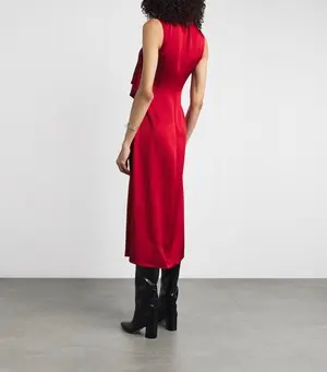 RETORI Sleeveless Draped Satin Midi Dress