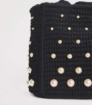 Sandro Crochet Studded Top Handle Bag