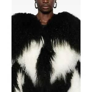 Attico Shearling Patterned Jacket - Black