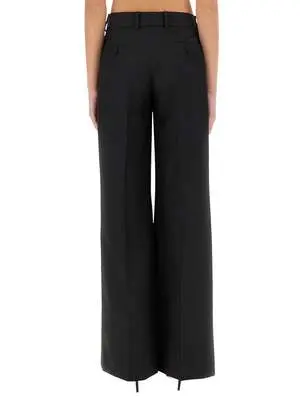 Alexander McQueen Wide Leg Wool Mohair Trousers