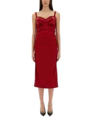 Dolce & Gabbana Longuette Dress With Cone Cups - Red