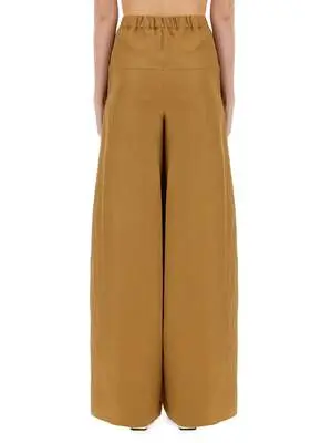 Max Mara Honor" Wide Fit Linen-silk Blend Trousers - Cream