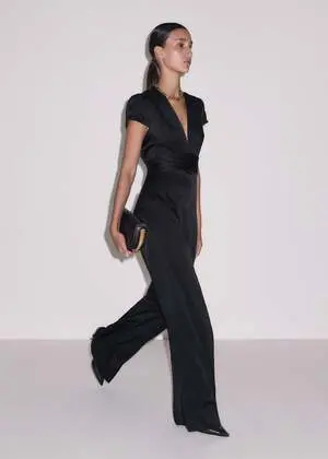 ME+EM Pintucked Satin Wide-leg Jumpsuit