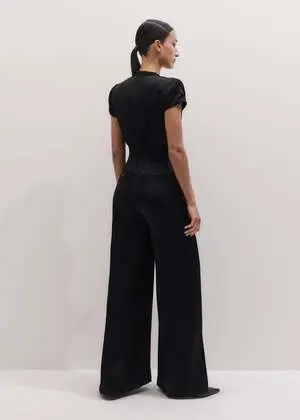 ME+EM Pintucked Satin Wide-leg Jumpsuit
