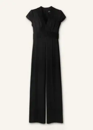 ME+EM Pintucked Satin Wide-leg Jumpsuit