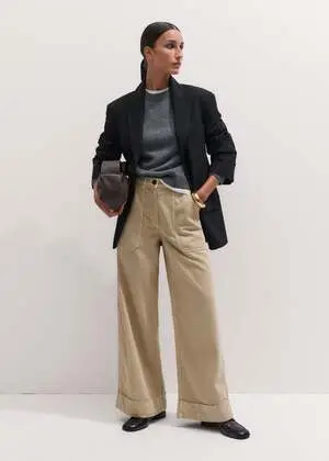 ME+EM Straight Leg Trousers - Biscuit