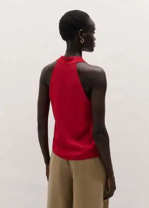ME+EM Silk V-neck Camisole Top + Tie Ruby Red