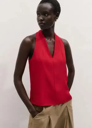 ME+EM Silk V-neck Camisole Top With Tie Detail