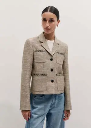 ME+EM Metallic Short Patch Pocket Jacket