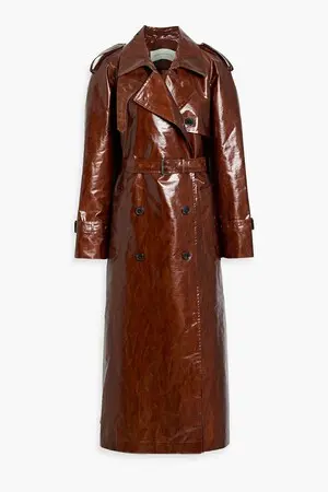 Dries Van Noten Printed Coatedcanvas Trench Coat - Brown