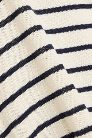 FRAME The Keyhole Striped Cotton And Modalblend Polo Shirt