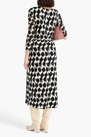Diane Von Furstenberg Linea Printed Jersey And Mesh Midi Dress