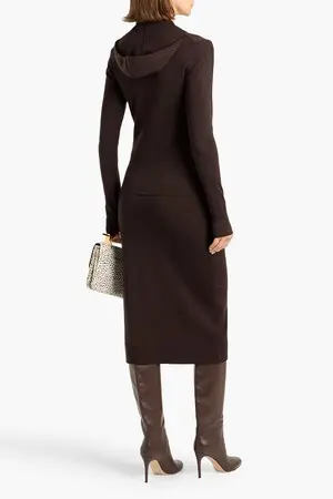 Victoria Beckham Merino Wool-blend Zip-up Hoodie - Chocolate