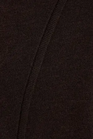 Victoria Beckham Merino Wool-blend Zip-up Hoodie - Chocolate