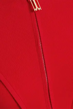 Victoria Beckham Merino Wool-blend Zip-up Hoodie - Red