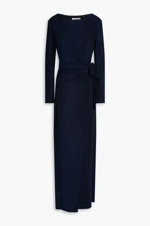 Diane Von Furstenberg Simona Wrap-effect Metallic Jersey Maxi Dress