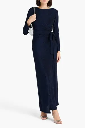 Diane Von Furstenberg Simona Wrap-effect Metallic Jersey Maxi Dress