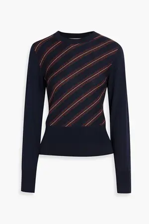 Dries Van Noten Striped Merino Wool Sweater - Navy