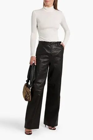 FRAME The Slim Ostricheffect Leather Wideleg Pants