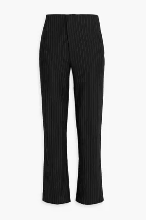 FRAME The Sleek Pinstriped Twill Straightleg Pants - Black
