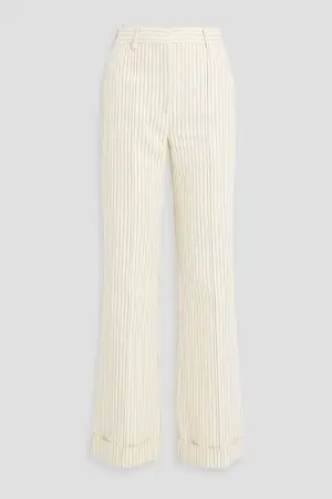 Adam Lippes Deeda Pinstriped Cottonblend Twill Wideleg Pants - Ecru