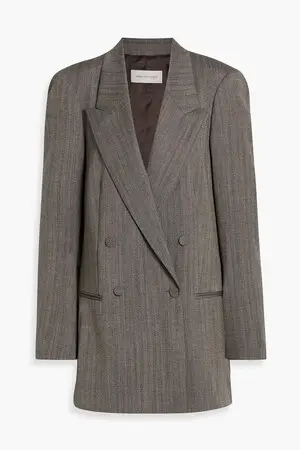 Dries Van Noten Doublebreasted Striped Wool Blazer - Gray