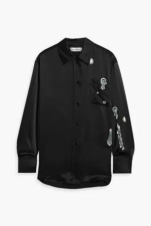 Victoria Beckham Printed Silk-satin Shirt - Black