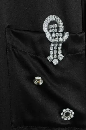 Victoria Beckham Printed Silk-satin Shirt - Black