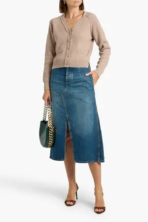 Victoria Beckham Ribbed Wool And Cashmereblend Cardigan