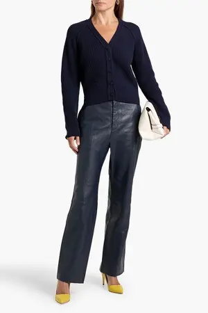Victoria Beckham Ribbed Wool And Cashmere Blend Cardigan