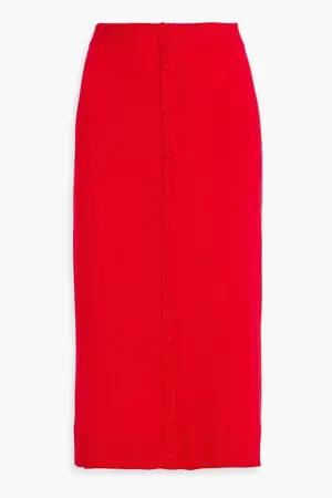 Victoria Beckham Merino Woolblend Midi Pencil Skirt - Red