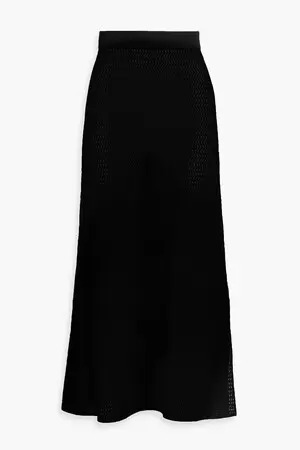 Victoria Beckham Pointelle-knit Midi Skirt - Black