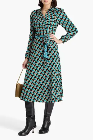 Diane Von Furstenberg Lily Reversible Printed Mesh Midi Wrap Dress