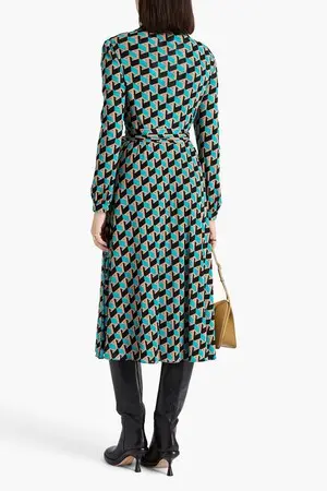 Diane Von Furstenberg Lily Reversible Printed Mesh Midi Wrap Dress