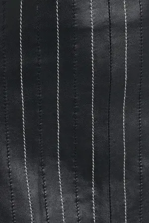 Victoria Beckham Embroidered Pinstriped Leather Midi Skirt