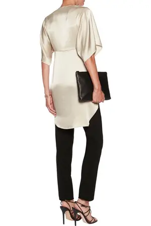 Halston Asymmetric Satin Top