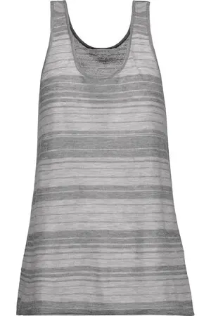 Duffy Striped Cashmere Tank - Gray
