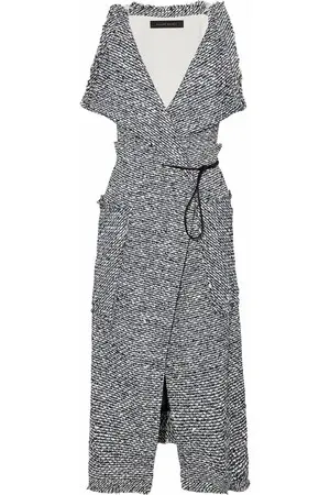 Roland Mouret Belted Frayed Tweed Vest